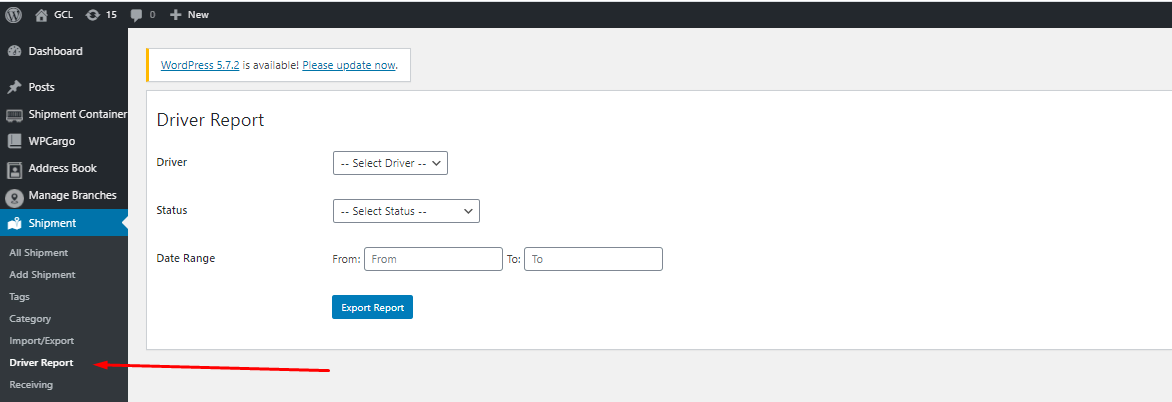 How to generate driver report - WPCargo